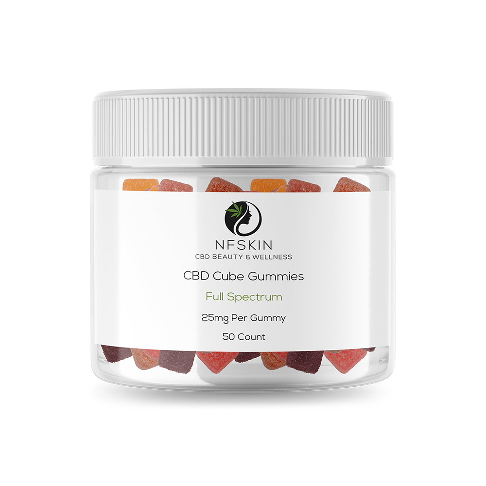 CBD Full Spectrum 25MG Cube Gummy - 50 Count Container - NF SKin